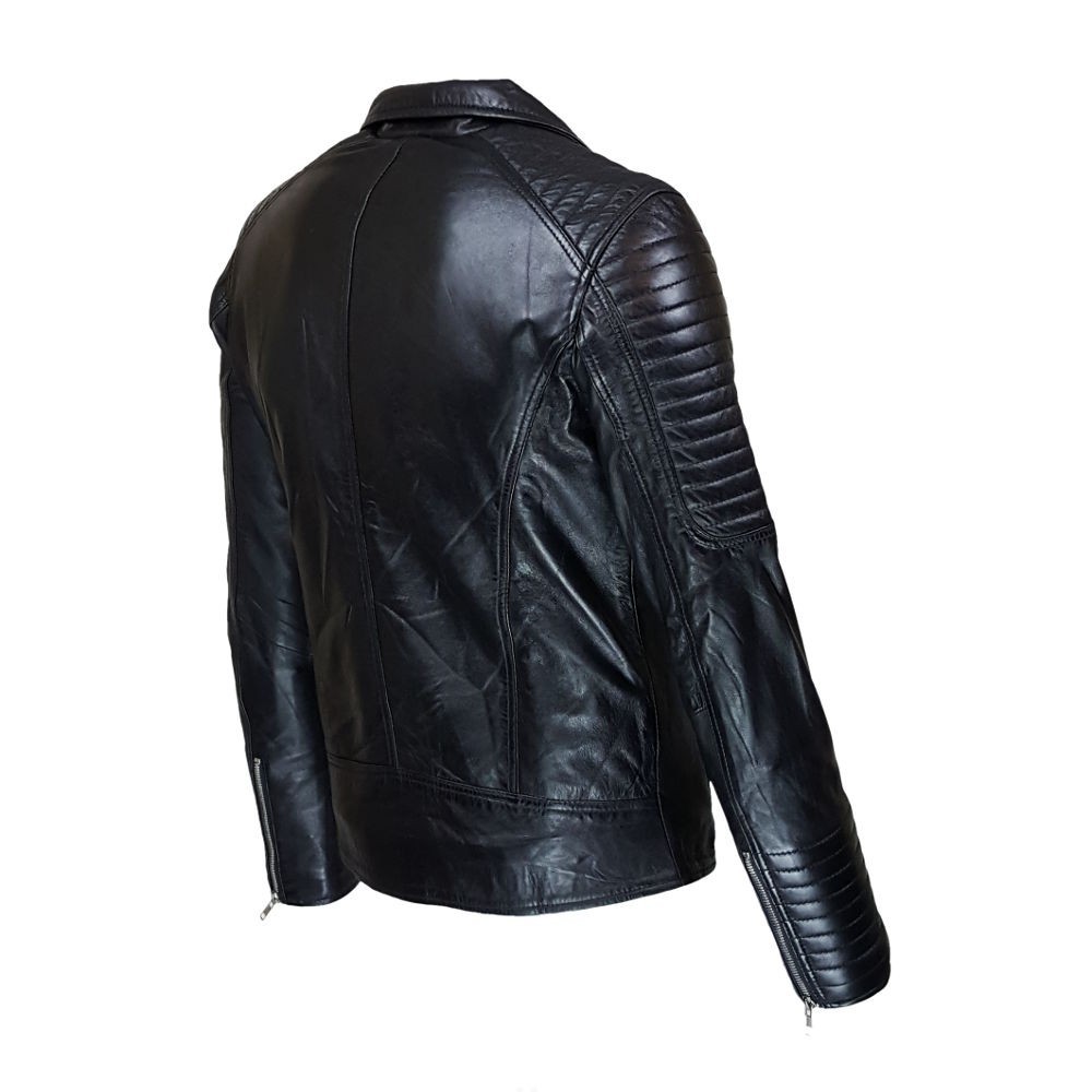 Blouson Perfecto cuir homme noir – Style urbain et détails matelassés ...